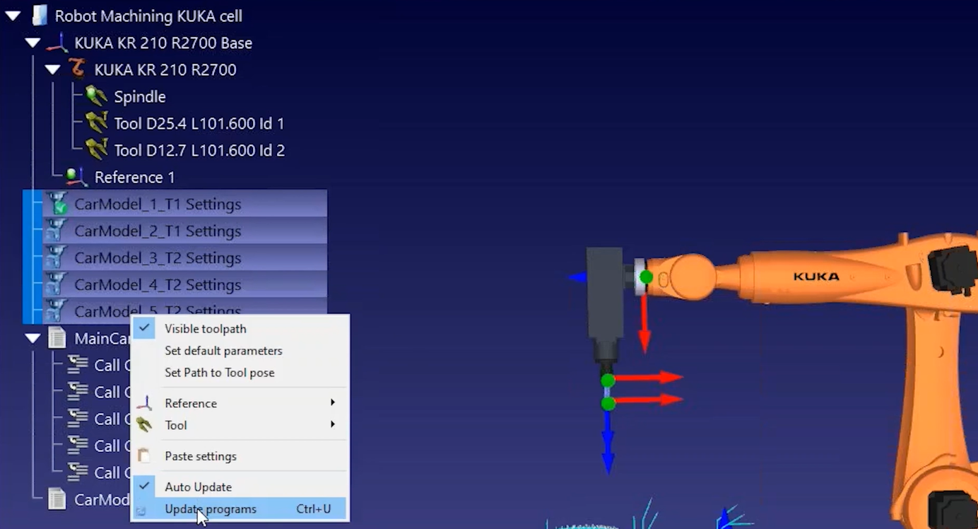 Robot Machining (5x) - RoboDK Dokumentation