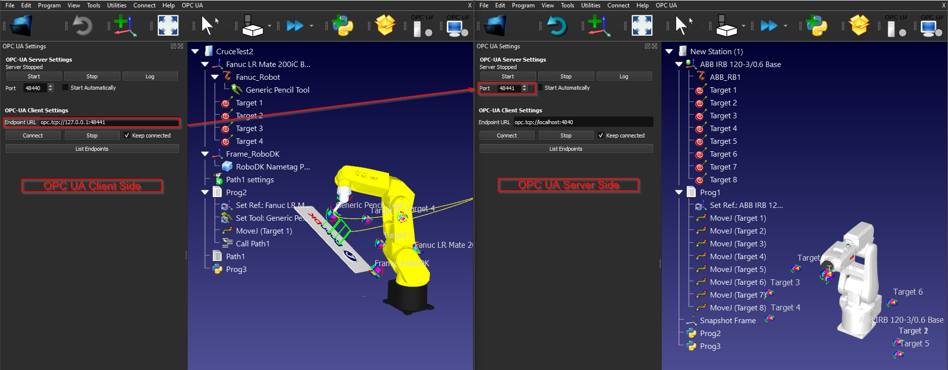 Ejemplo de cliente OPC UA - Documentación RoboDK