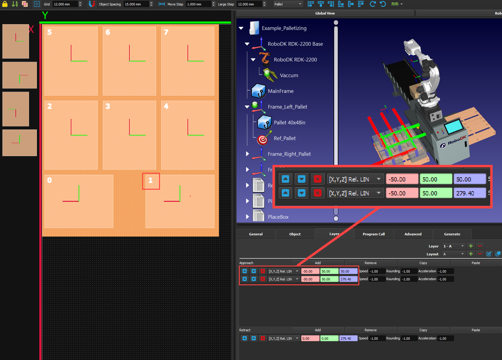 Palletizing - Documentación RoboDK
