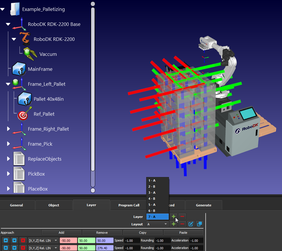 Palletizing - Documentación RoboDK