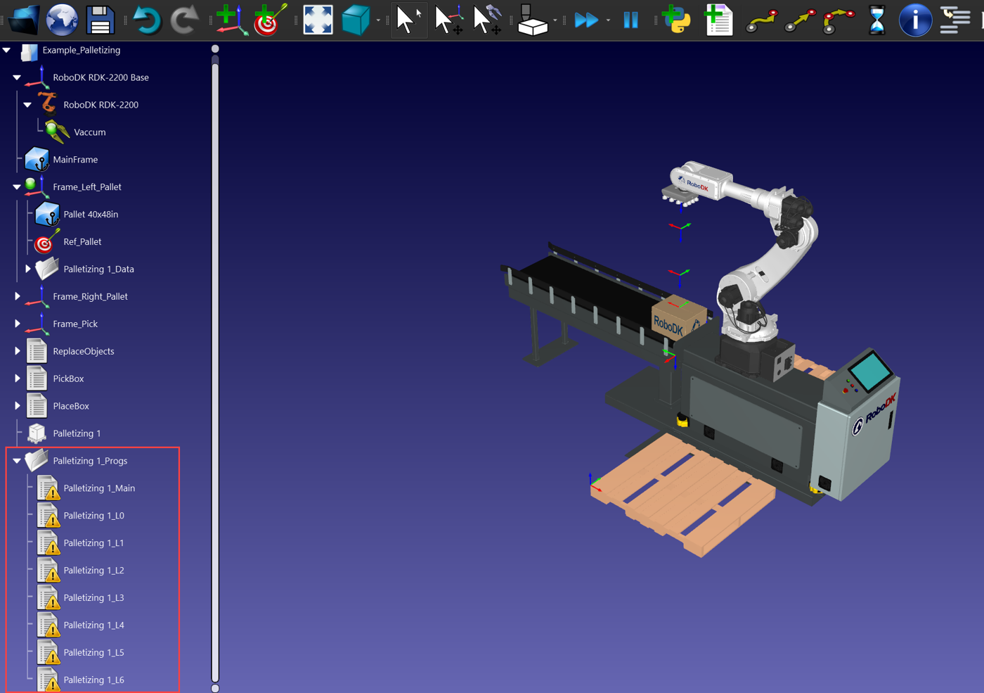 Palletizing - Documentación RoboDK