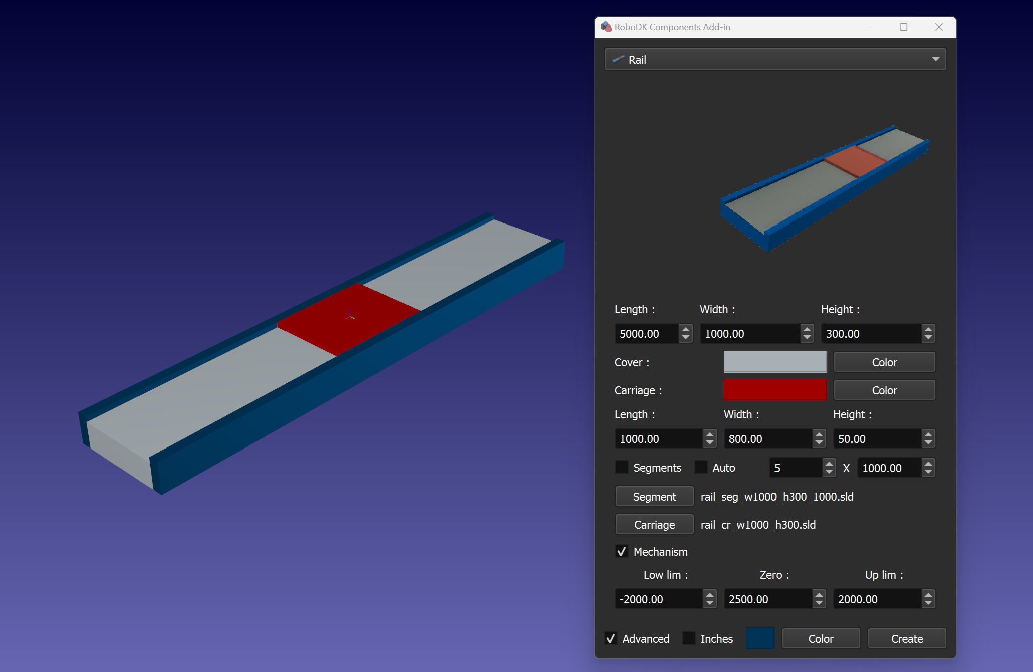 레일 - RoboDK 문서