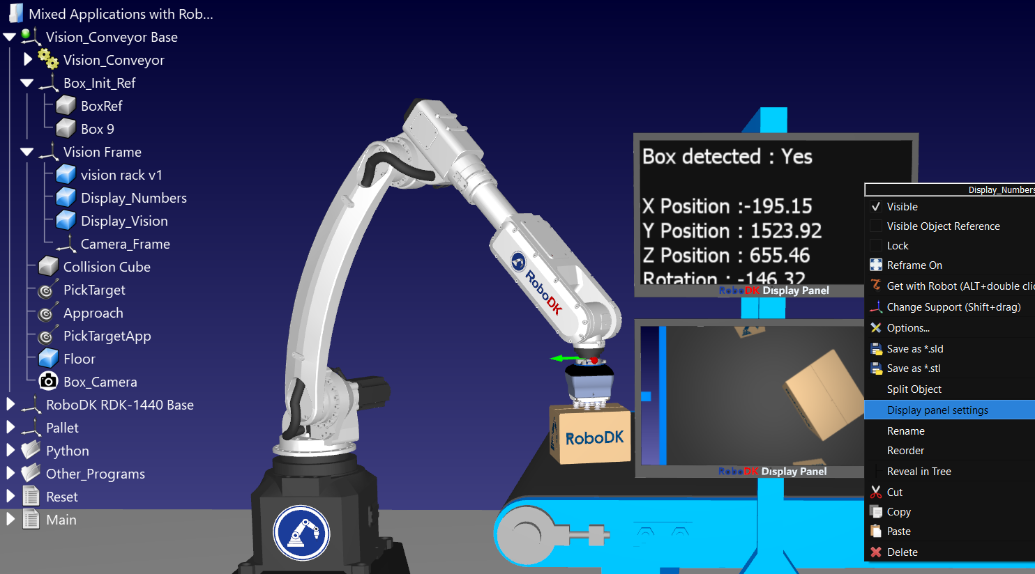 Display Panel - RoboDK 문서